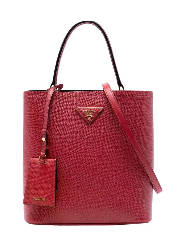 Prada Saffiano Cuir Panier Satchel - Red