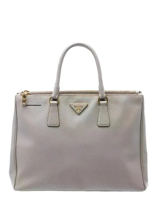 Prada Saffiano Lux Galleria Double Zip Tote Bag - Grey