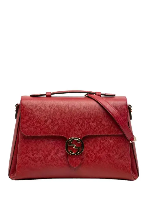 Gucci Medium Dollar Calf Interlocking G Satchel - Red