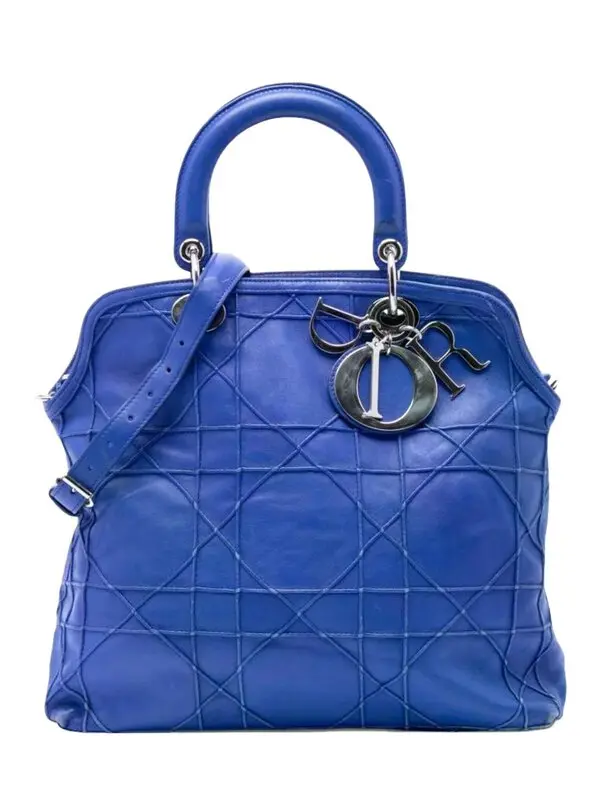Dior Lambskin Cannage Polochon Granville Satchel - Blue