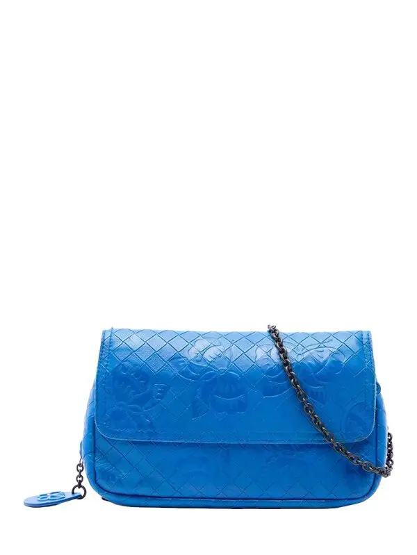 Bottega Veneta Small Intrecciomirage Embossed Butterfly Chain Crossbody Bag - Blue