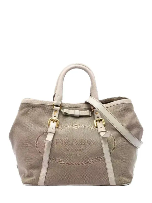 Prada Canapa Logo Satchel - Brown