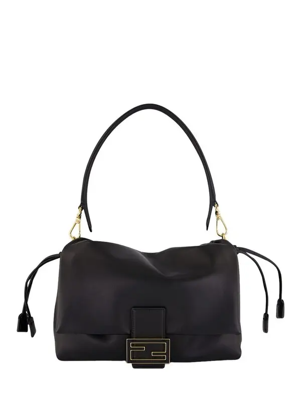 Fendi Mamma Baguette Medium Bag In Nappa Leather - Black
