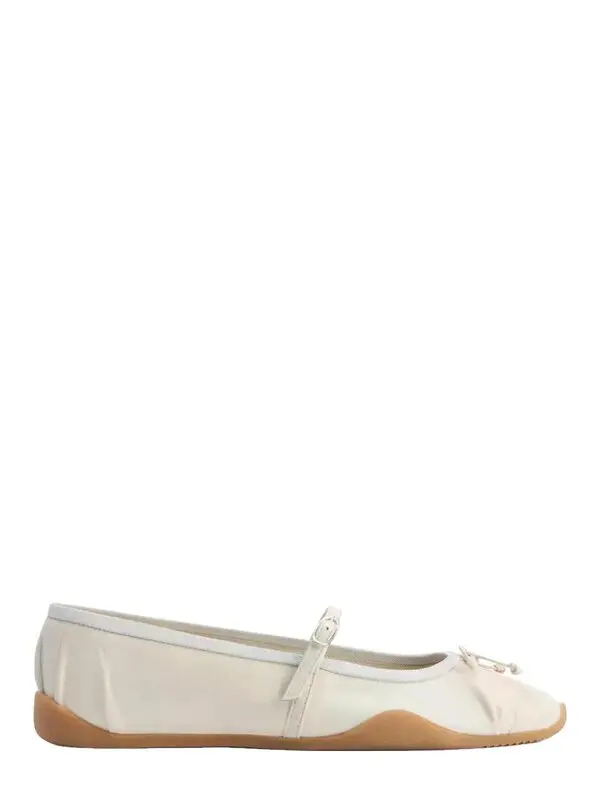 GIUSEPPE ZANOTTI Leather Mary Jane Bow Strap Ballet Flats - White