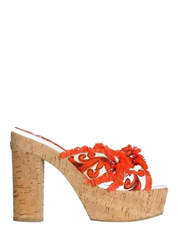 Dolce & Gabbana Majolica-print Brocade Clog Sandals - Orange