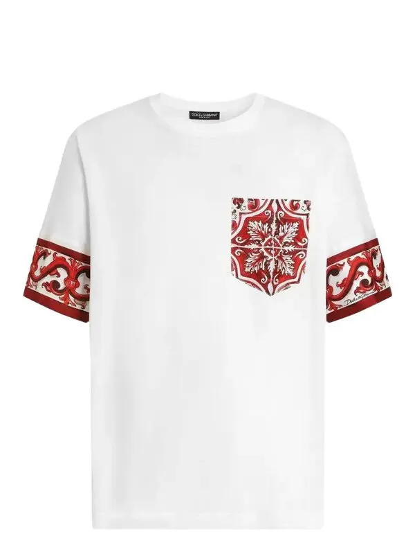 Dolce & Gabbana Majolica-print T-shirt In Cotton And Silk - White