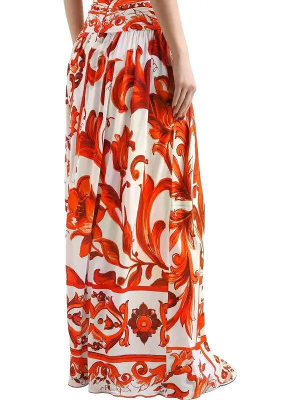 Dolce & Gabbana Majolica-print Organzine Maxi Dress - Orange