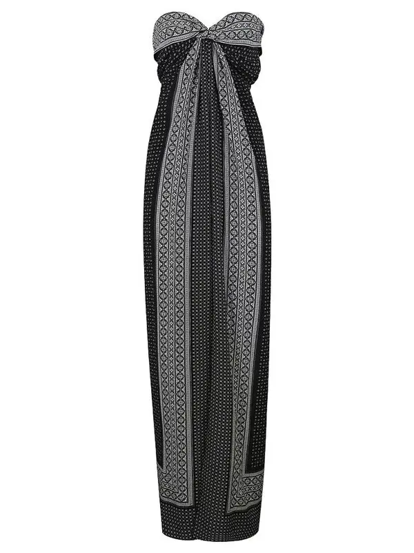 Ermanno Scervino Strapless Geometric Print Maxi Dress - Black