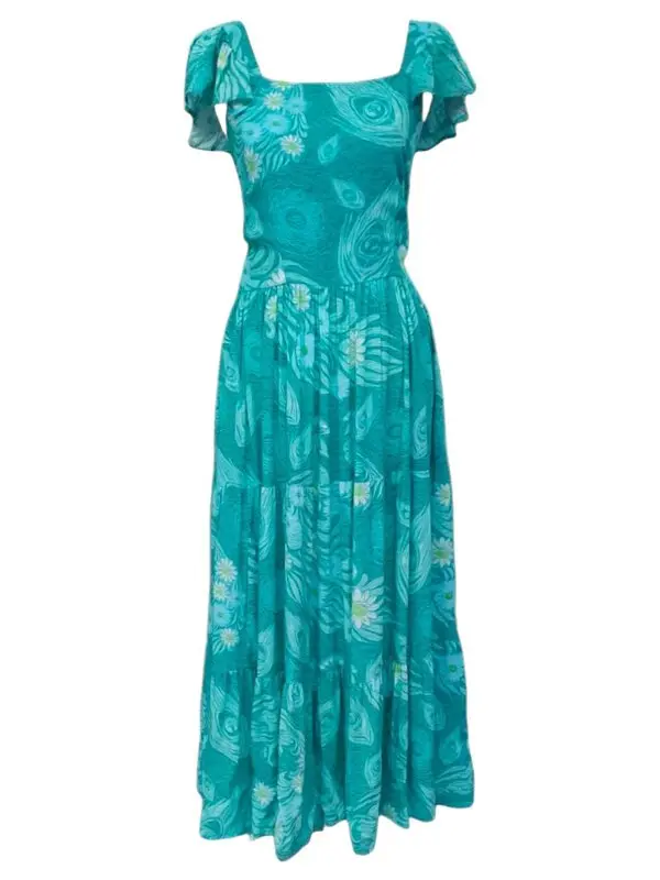 DIJO CLOTHING Stacey Dress Printed Maxi Dress With Pockets - Blue