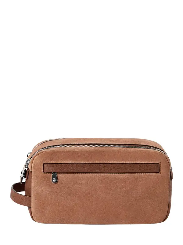 Brunello Cucinelli Suede And Leather Wash Bag - Brown