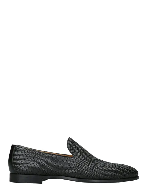 Magnanni Aston Woven Leather Loafers - Black
