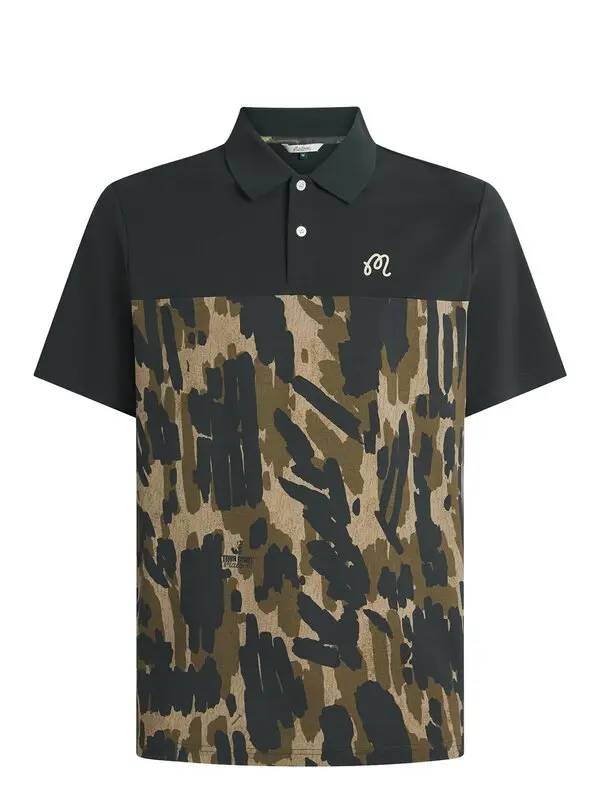 MALBON Tour Divot Camo Polo Shirt - Brown