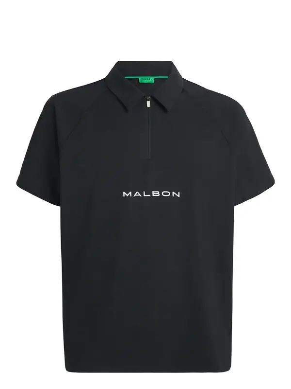 MALBON Performance Zip Raglan Polo Shirt - Black