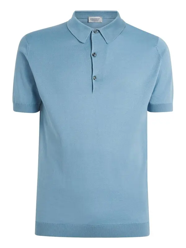 John Smedley Sea Island Cotton Adrian Polo Shirt - Blue