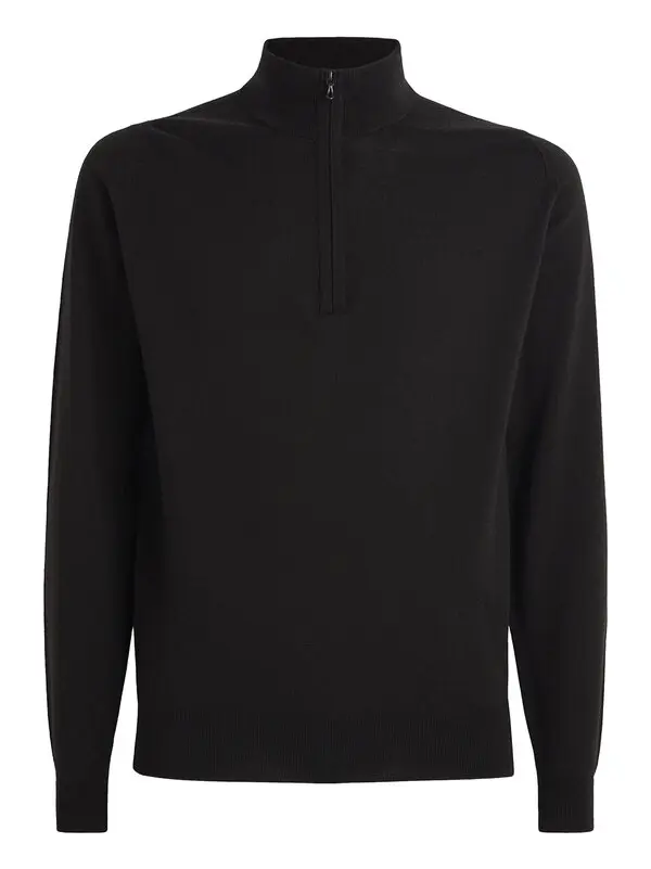 John Smedley Merino Wool Tapton Quarter-zip Sweater - Brown