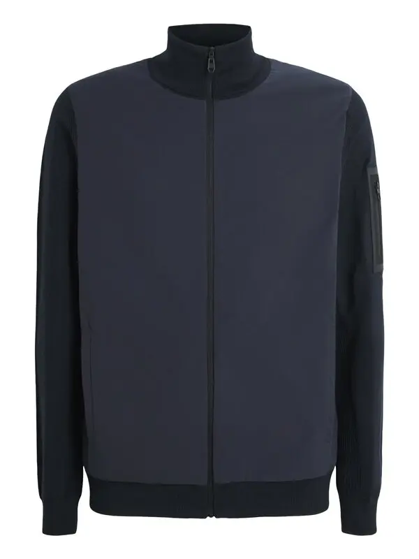 BOSS Knitted-trim Hybrid Jacket - Blue