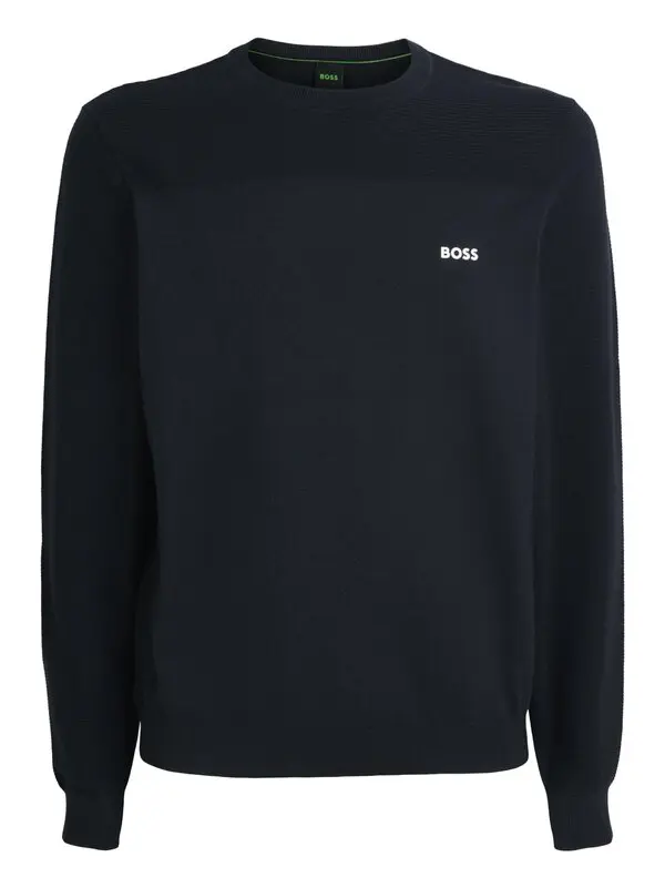 BOSS Ribbed Logo Sweater - Blue