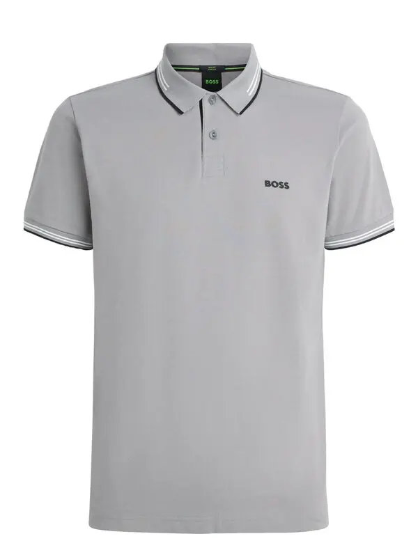 BOSS Stretch-cotton Logo Polo Shirt - Grey