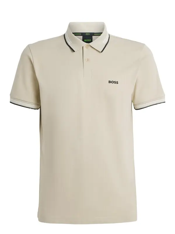 BOSS Stretch-cotton Logo Polo Shirt - Beige