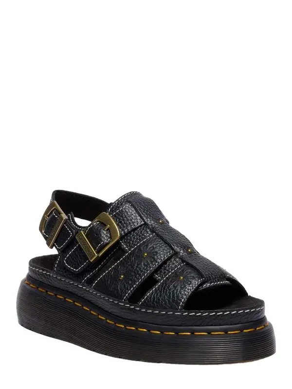 Dr. Martens Wrenlie Open Toe Nappa Leather Fisherman Platform Sandals - Black