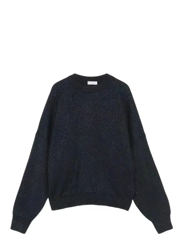 Brunello Cucinelli Metallic Ribbed Knit Sweater - Blue