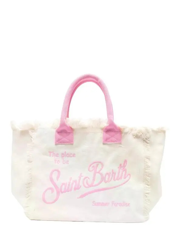 MC2 SAINT BARTH Embroidered Canvas Beach Bag - Neutrals