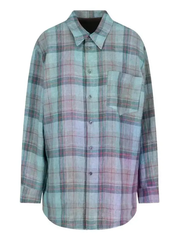 MAGLIANO Check-pattern Linen Shirt - Blue
