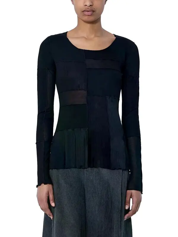 LIMI FEU Patchwork Long-sleeve T-shirt - Black