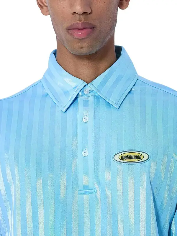 METALWOOD STUDIO Striped Logo-patch Polo Shirt - Blue