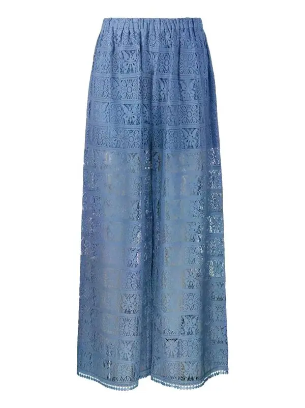 INTO THE EAST Guipure Lace Palazzo Pants - Blue