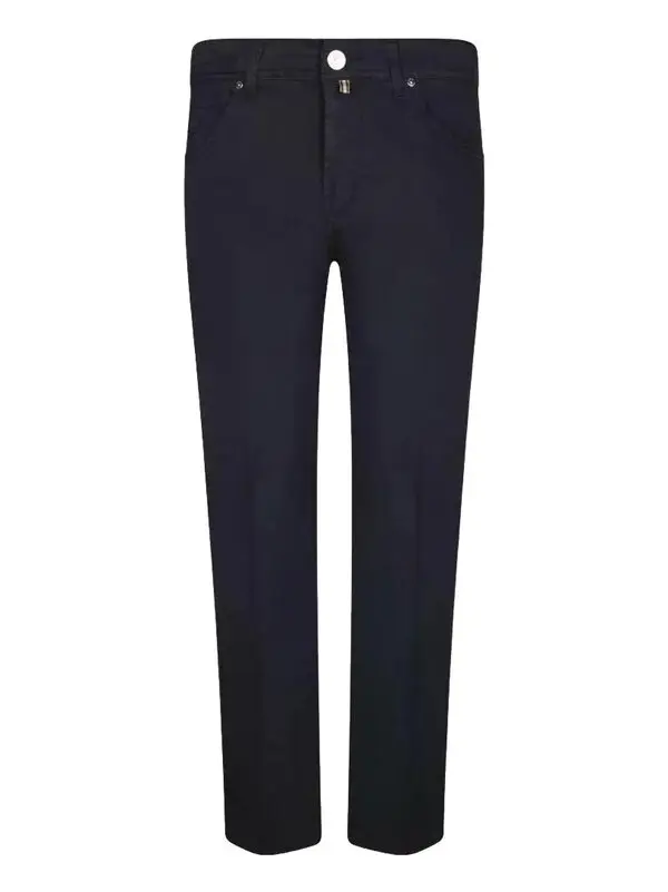 Jacob Cohen Logo-patch Cotton Trousers - Blue