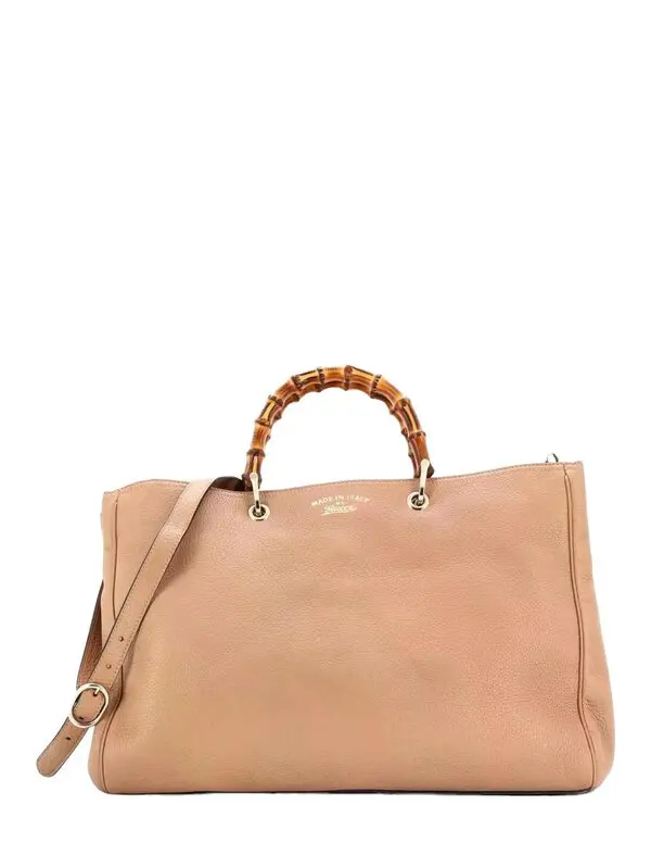 Gucci Bamboo Shopper Leather Large Tote Bag - Neutrals