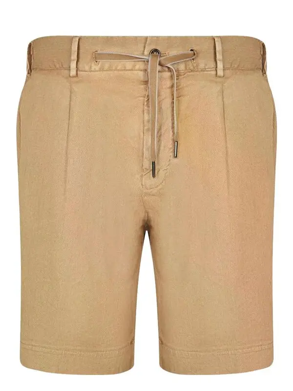 DELL'OGLIO Drawstring Pleated Shorts - Brown