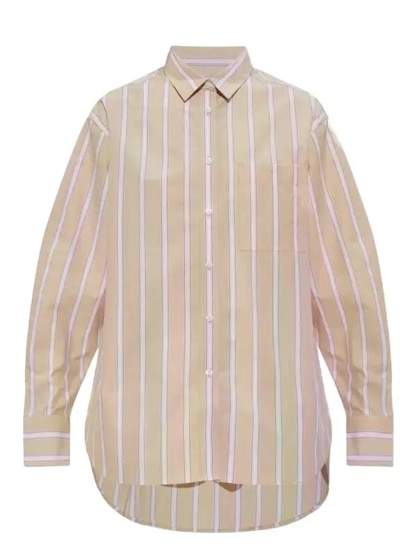 Lacoste Striped Logo Embroidered Shirt - Neutrals