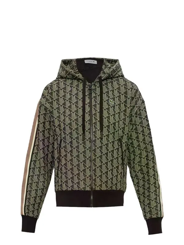 Lacoste Monogram Print Zip-up Sweatshirt - Green