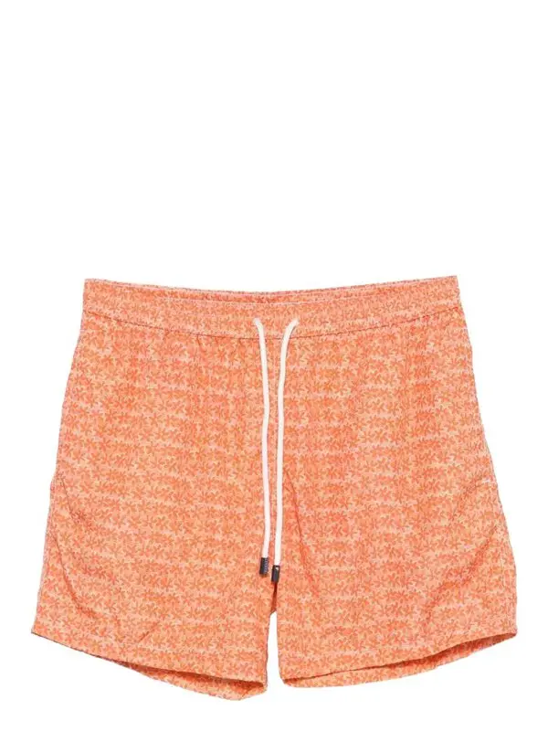 BARBA NAPOLI Floral Print Swim Shorts - Orange