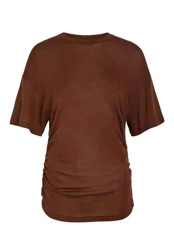 AKYN Ruched Fine-knit T-shirt - Brown