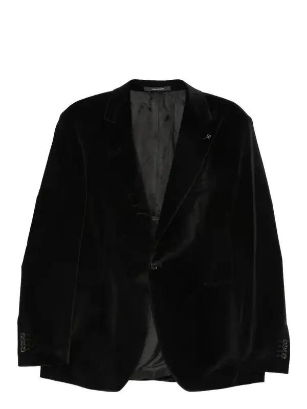 Tagliatore Velvet-effect Peak-lapel Jacket - Black