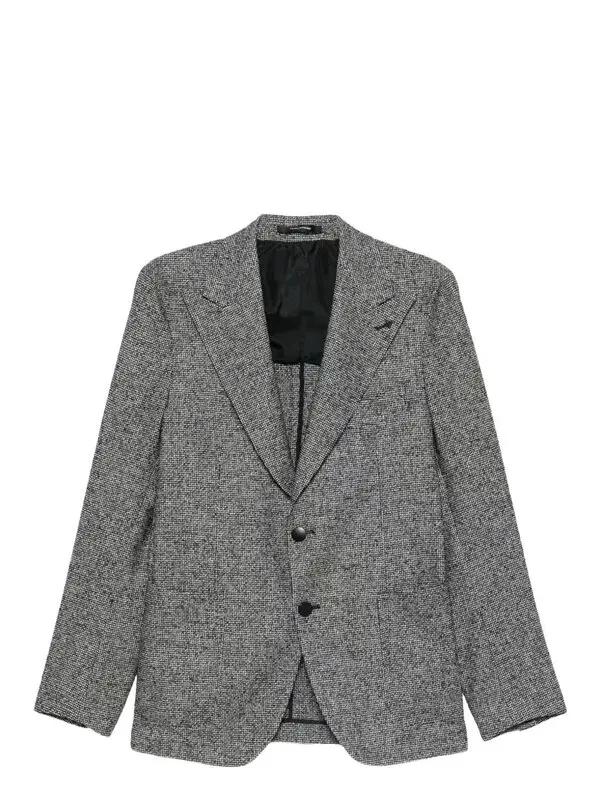Tagliatore Houndstooth-pattern Peaked-lapel Blazer - Grey