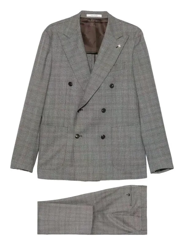 Tagliatore Double-breasted Checked Suit - Grey