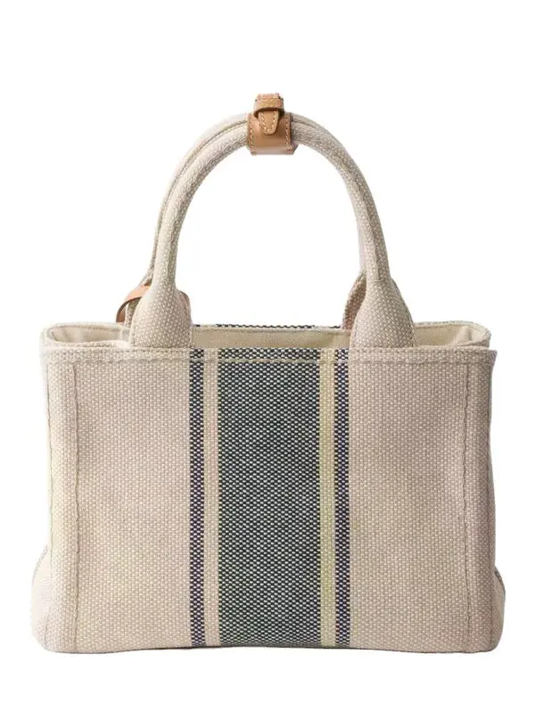 Prada Small Jardinière Cotton Canvas Bag - Neutrals