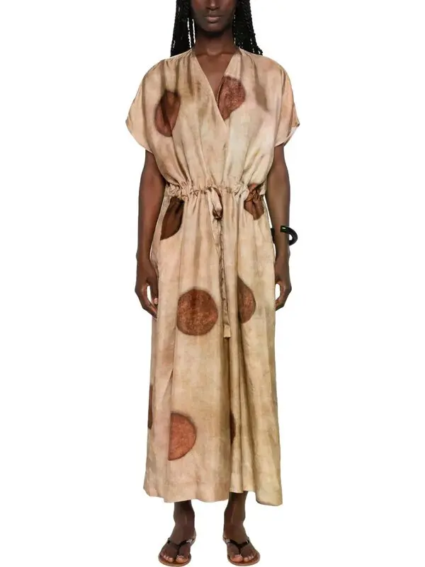 UMA WANG Acre Drawstring Maxi Dress - Brown