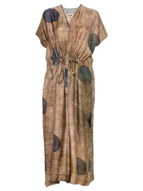 UMA WANG Acre Drawstring Maxi Dress - Brown