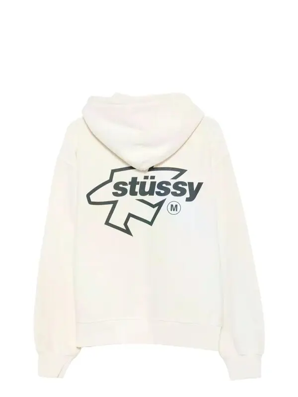 StÜssy Logo Print Zip-up Hoodie - Neutrals