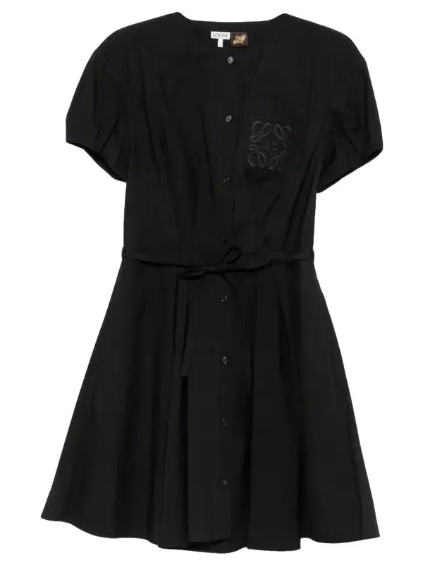 Loewe X Paula's Ibiza Anagram Embroidered Belted Dress - Black
