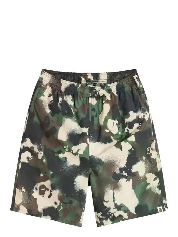 A BATHING APE Camouflage Cotton Swim Shorts - Green