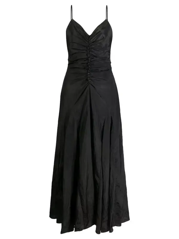 REJINA PYO Gathered Detail Sleeveless V-neck Dress - Black