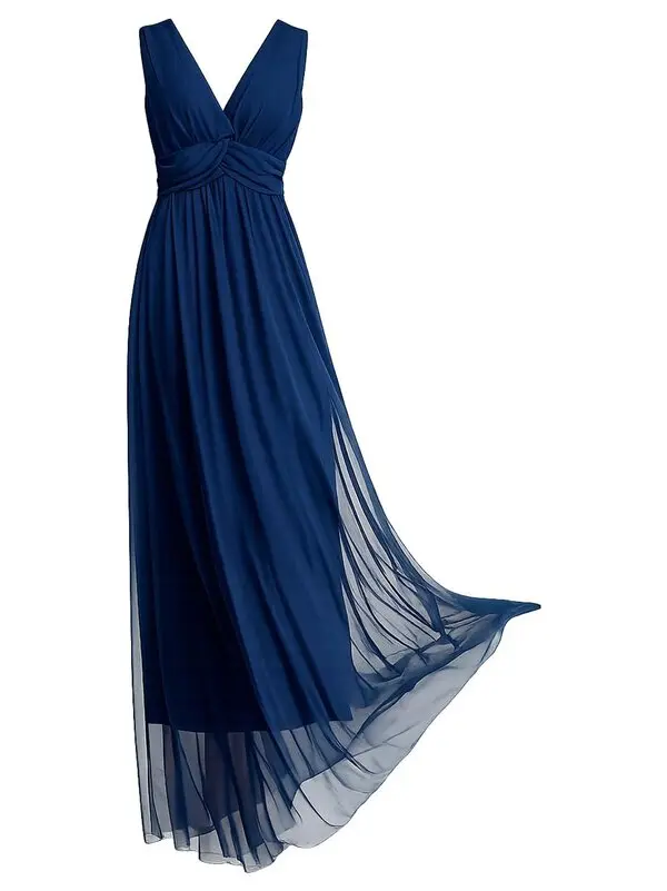 TANTRA SPAIN SL Long Tulle Dress With Strappy Neckline And Flared Skirt - Blue