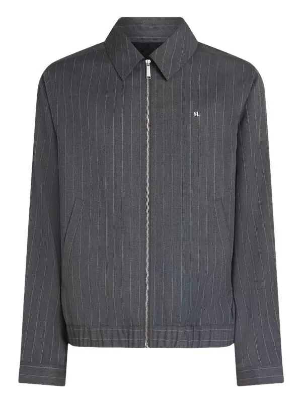 Karl Lagerfeld Logo-plaque Pinstripe Overshirt - Grey