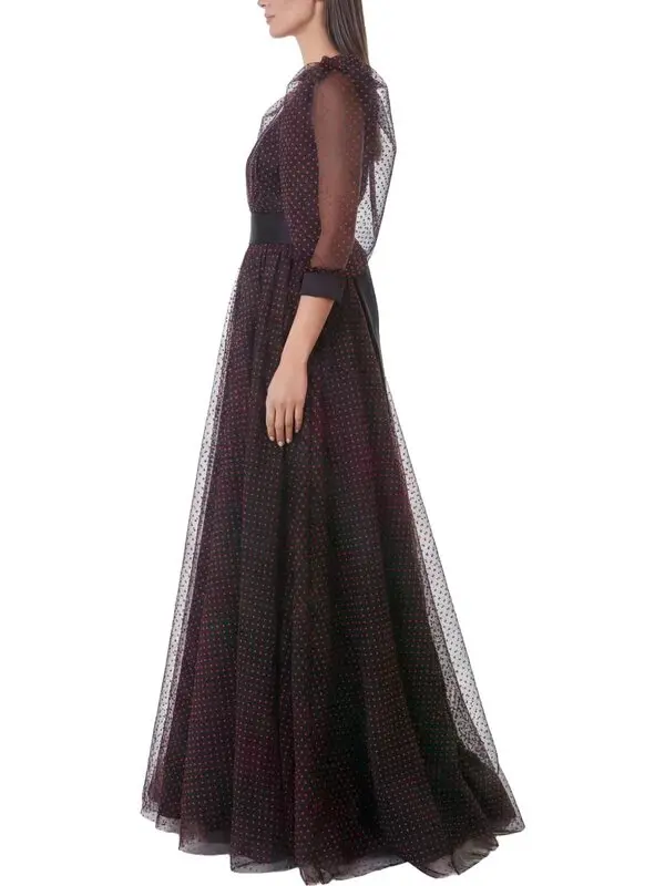 GATTINOLLI BY MARWAN Gattinoli Marwan Polka-dot Gown Dress - Black
